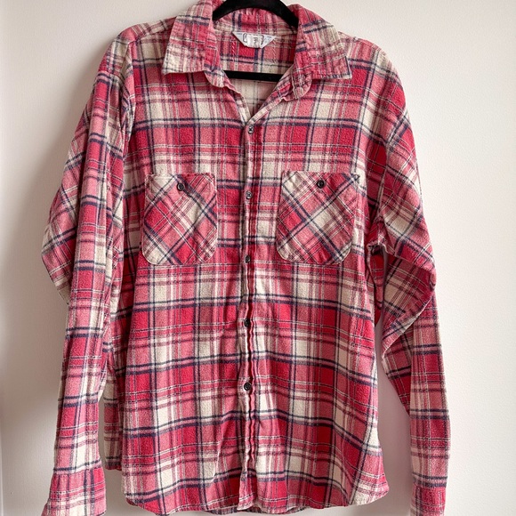 Tops | Vintage Pink Plaid Flannel | Poshmark